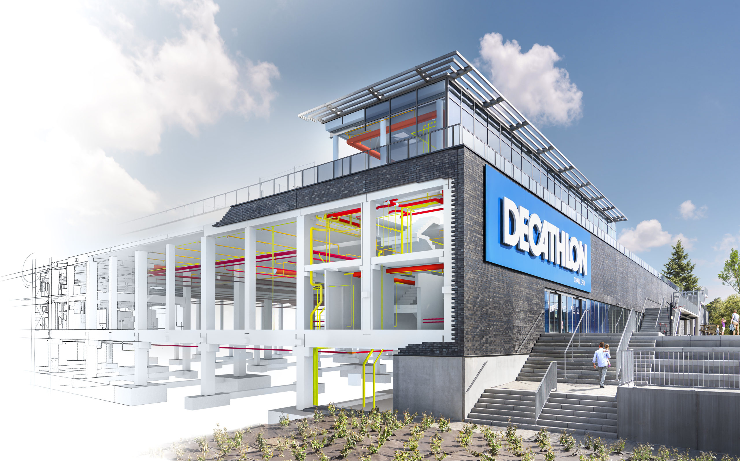 Decathlon Surface Commerciale à Charleroi Projet Bim By Bsolutions